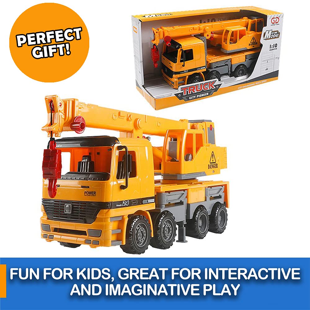 15 inches Oversized Friction Lift Crane Truck Construction Vehicle Toy for Kids