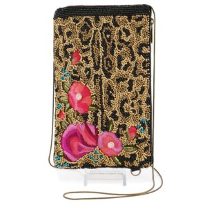 mary frances flowers gone wild beaded crossbody phone bag, multi