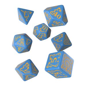 q workshop pathfinder ruins of azlant rpg ornamented dice set 7 polyhedral pieces blue, standard (15mm - 17mm)