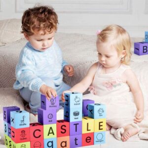 BOHS Foam Learning Blocks - Number,Alphabet,Shapes,Sight Words - Quiet,Safe and Soft Stacking Toys for Toddlers,30pcs