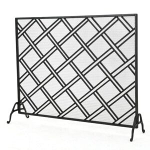 christopher knight home josette single panel iron fireplace screen, black