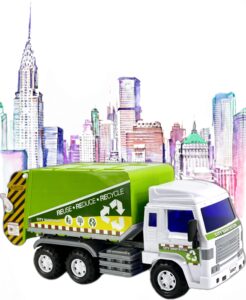 big daddy medium duty friction powered garbage truck (dustbin lorry) with easy collect spin flaps & dump lever when full