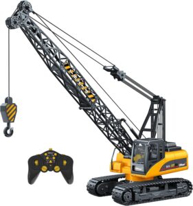 top race 15 channel remote control crane toy - battery powered 1:14 scale rc construction vehicles with heavy metal hook - crane truck for kids 8-12 - full functional rc crane with 2.4ghz remote