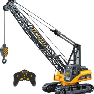 Top Race 15 Channel Remote Control Crane Toy - Battery Powered 1:14 Scale RC Construction Vehicles with Heavy Metal Hook - Crane Truck for Kids 8-12 - Full Functional RC Crane with 2.4GHz Remote