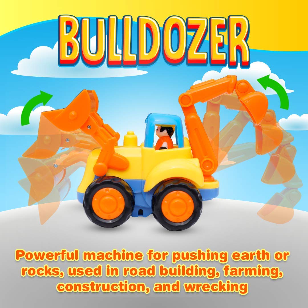 Toddler Toy Trucks Toy for 1 2 3 Year Old Boy Gift: Friction Powered Cars - Push and Go Toys Car Construction Vehicles Set 18 Month Age Girls Baby Set of 4 Tractor Cement Mixer Bulldozer Dump Truck