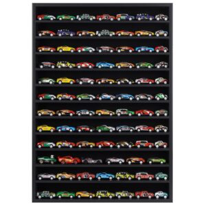 displaygifts open front hot 1:64 scale toy cars wheels matchbox display case die-cast model cars storage cabinet - no door cover in the front (black) - 26.5 x 18.75 x 3 inches