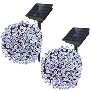 dolucky solar christmas lights, 8 modes solar powered string lights, 72ft 200led waterproof white solar christmas light outdoor outdoor for fence balcony home trees holiday party decor (white, 2pack)