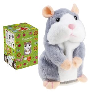 talking hamster plush toy repeat what you say, talking stuffed animal talk back hamster toy for kids, talking repeating record interactive hamster toy for birthday funny gift kids early learning