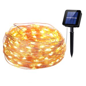 smartdio 200 led solar powered string lights, 8 modes 72ft copper wire starry lights, outdoor waterproof ip65 fairy christams decorative lights for gardens,homes,wedding,party