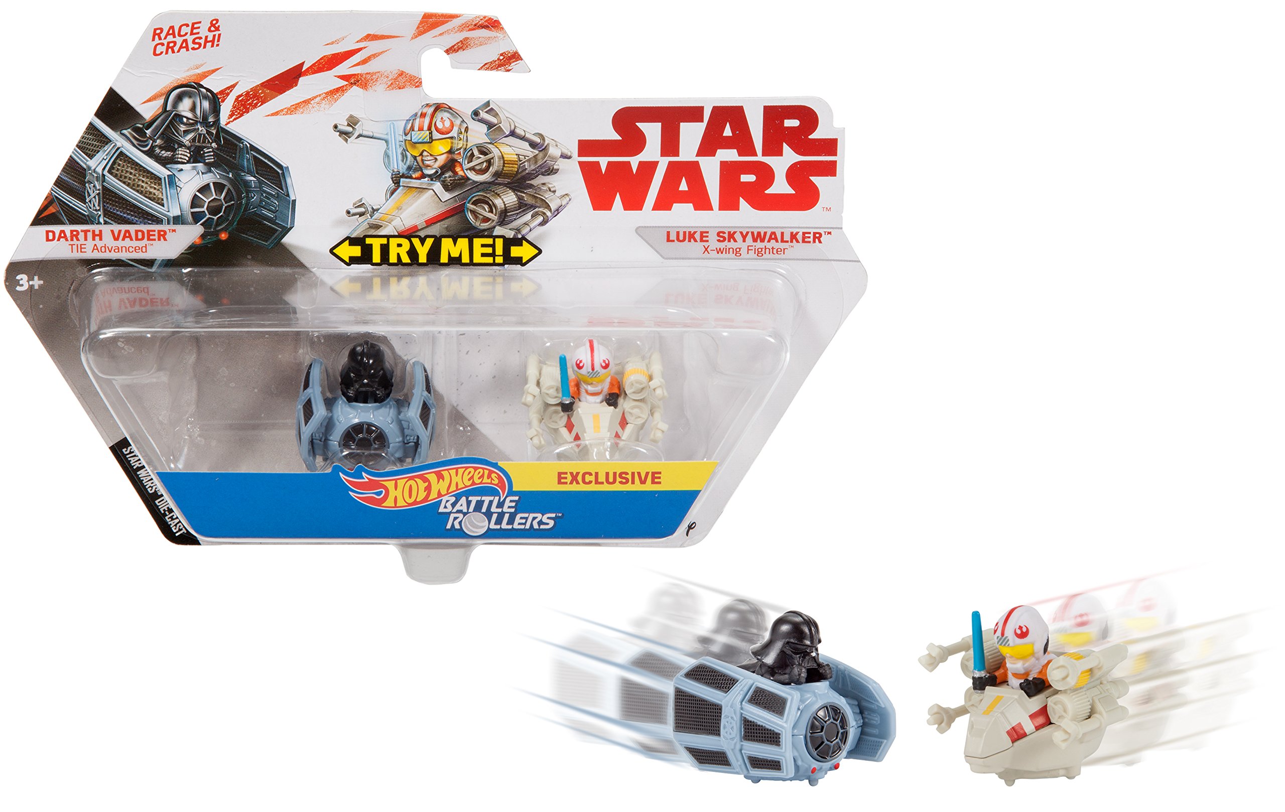 Hot Wheels Star Wars Darth Vader Tie Advanced Vs. Luke Skywalker X-Wing Fighter 2-Pack, Vehicle