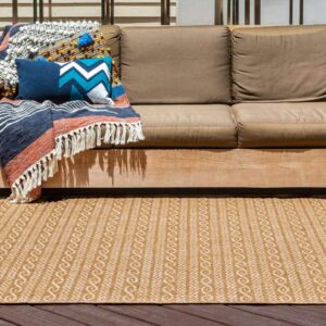 Unique Loom Outdoor Modern Collection Area Rug - Links (8' x 11' 4" Rectangle, Light Brown/ Brown)