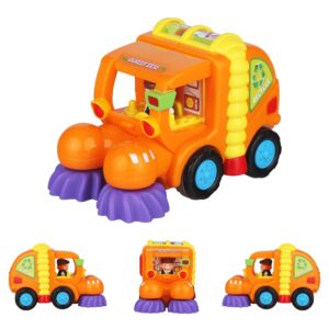 CifToys Push and Go Friction Powered Car Toys for Boys - Construction Vehicles Toys for Boys and Toddlers (Street Sweeper Truck, Cement Mixer Truck, Harvester Toy Truck)