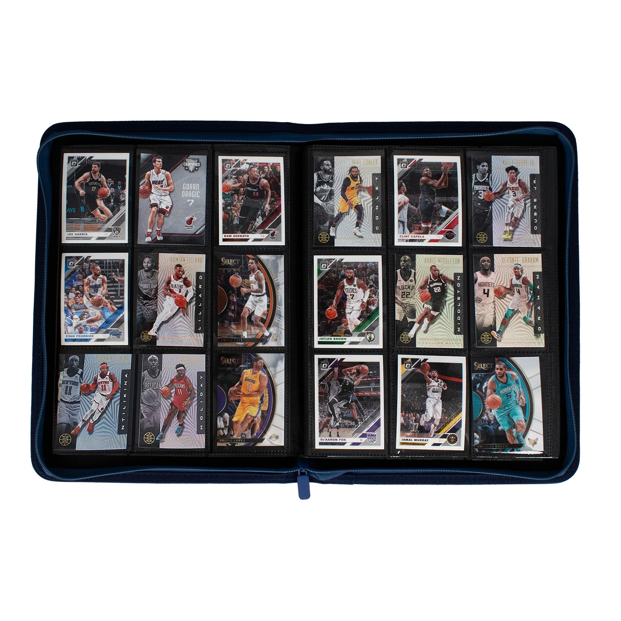 BCW Z-Folio 9-Pocket LX Album - Blue | Secure Zipper Card Organizer | Premium Leatherette Card Collection Binder | Trading Card Binder for Pokemon, MTG, Sport Cards and More