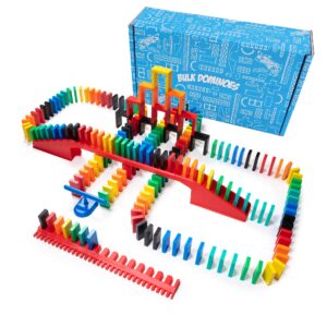 bulk dominoes pro-domino kit | dominoes set, stem steam small toys, family games for kids, toys, building, toppling, chain reaction sets (starter)