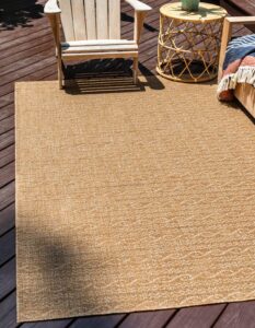 unique loom outdoor modern collection area rug - links (8' x 11' 4" rectangle, light brown/ brown)