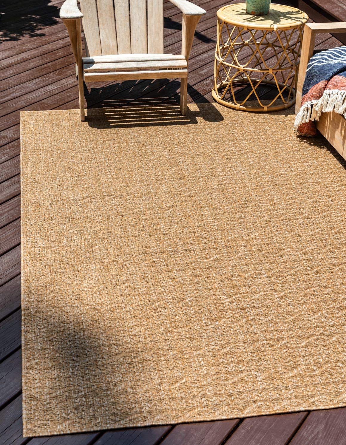 Unique Loom Outdoor Modern Collection Area Rug - Links (8' x 11' 4" Rectangle, Light Brown/ Brown)