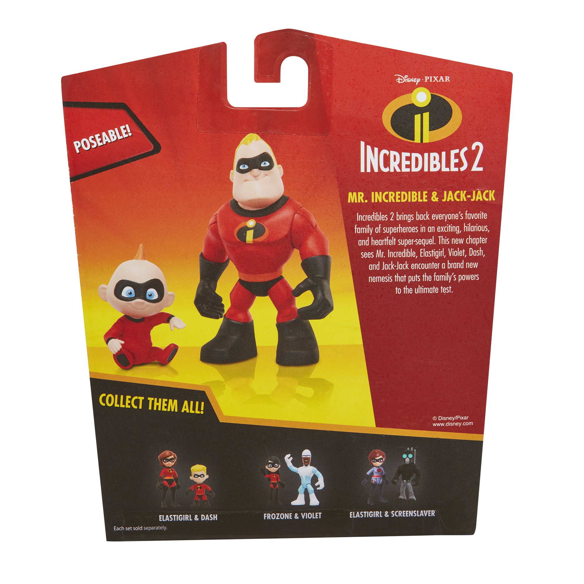 The Incredibles 2 Mr. Incredible & Jack-Jack Junior Supers Action Figure 2-Pack, Approximately 3" Tall