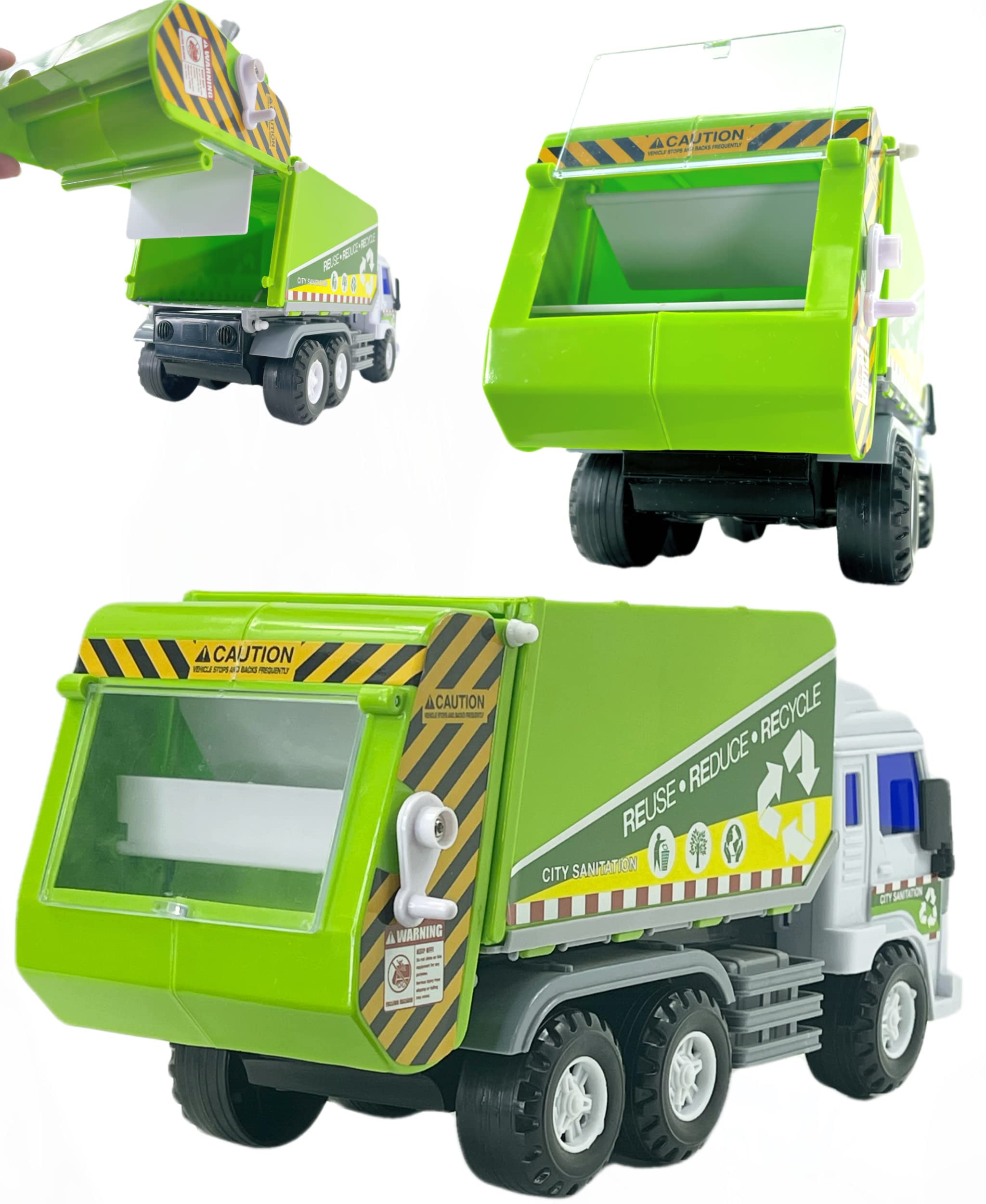 Big Daddy Medium Duty Friction Powered Garbage Truck (Dustbin Lorry) with Easy Collect Spin Flaps & Dump Lever When Full