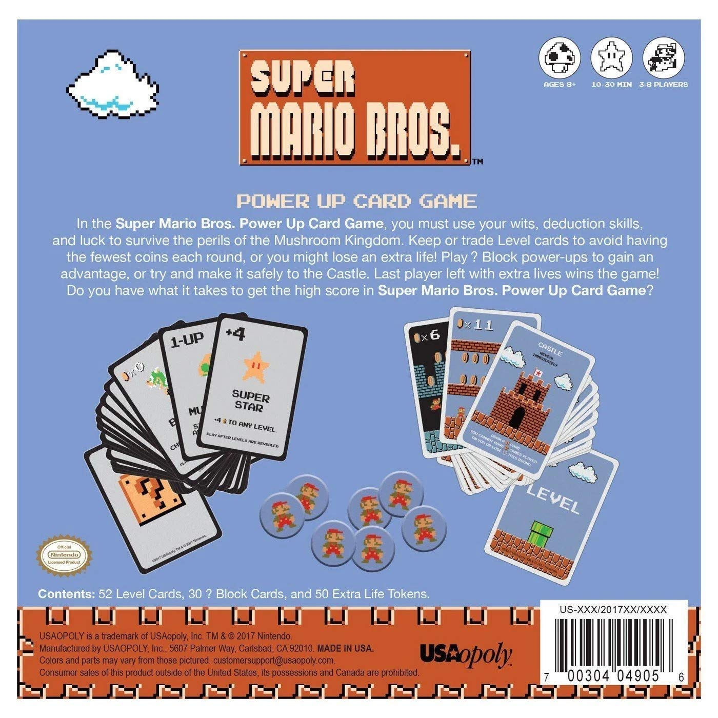 Super Mario Bros Power Up Card Game | Super Mario Brothers Video Game Nintendo NES Artwork | Fast paced Card Games | Easy to Learn and Quick to Play