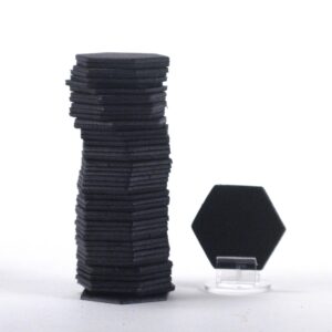 Value Pack of 48 - Blank Black 1" Hexagon Hex Board Game Chits Tiles Counters Markers DIY D&D