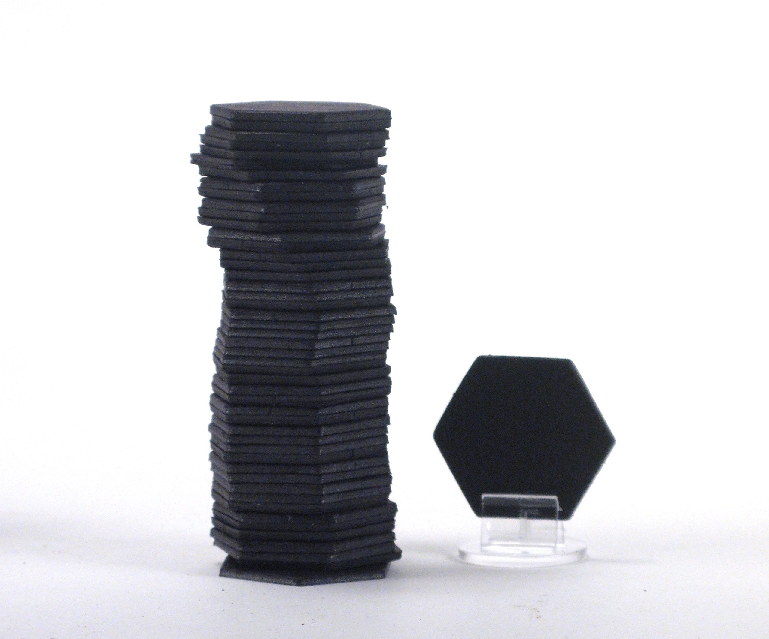 Value Pack of 48 - Blank Black 1" Hexagon Hex Board Game Chits Tiles Counters Markers DIY D&D