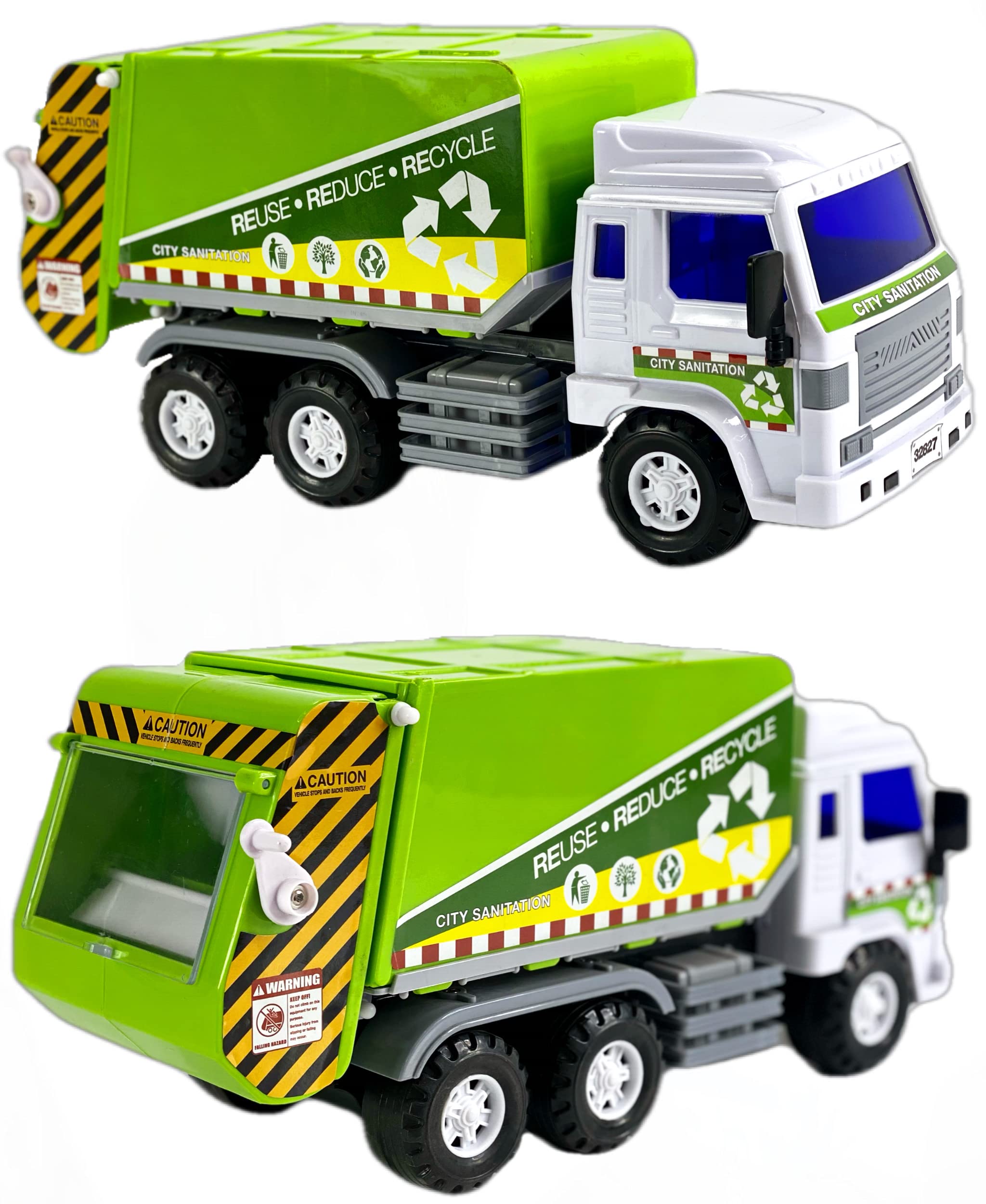 Big Daddy Medium Duty Friction Powered Garbage Truck (Dustbin Lorry) with Easy Collect Spin Flaps & Dump Lever When Full