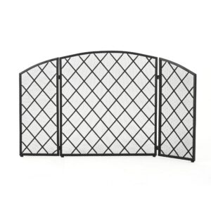 christopher knight home amiyah 3 panelled iron fireplace screen, black