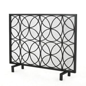 christopher knight home valeno single panel iron fireplace screen, black