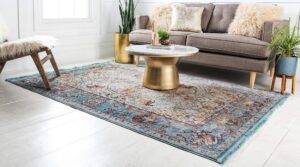 unique loom baracoa collection area rug - rumba (2' 2" x 3' 1" rectangle, light blue/ cream)