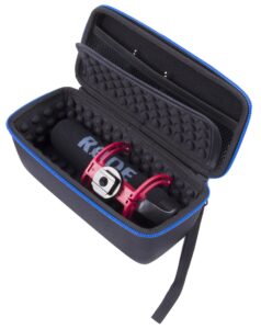 casematix travel case compatible with rode videomic go camera microphone, 3.5mm patch cable and accessories, travel case only