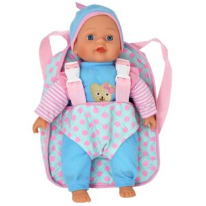 dolls to play 13" soft baby doll with take along pink doll backpack carrier, briefcase pocket fits doll accessories and clothing