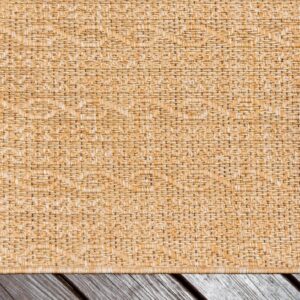 Unique Loom Outdoor Modern Collection Area Rug - Links (8' x 11' 4" Rectangle, Light Brown/ Brown)