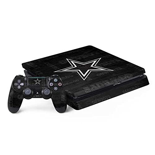 Skinit Decal Gaming Skin Compatible with PS4 Slim Bundle - Officially Licensed NFL Dallas Cowboys Black & White Design