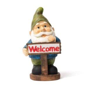 dawhud direct welcome gnome solar light for home and outdoor decor gnome solar powered flickering led garden light backyard gnome decoration solar powered flickering led garden light