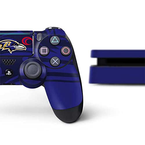 Skinit Decal Gaming Skin Compatible with PS4 Slim Bundle - Officially Licensed NFL Baltimore Ravens Double Vision Design