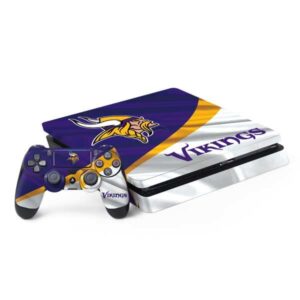 skinit decal gaming skin compatible with ps4 slim bundle - officially licensed nfl minnesota vikings design