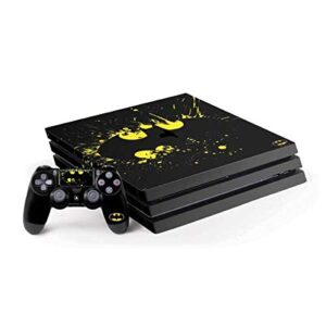 skinit decal gaming skin compatible with ps4 pro console and controller bundle - officially licensed warner bros batman logo yellow splash design