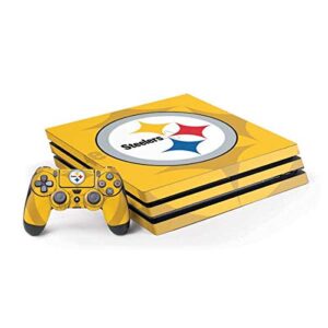 skinit decal gaming skin compatible with ps4 pro console and controller bundle - officially licensed nfl pittsburgh steelers double vision design