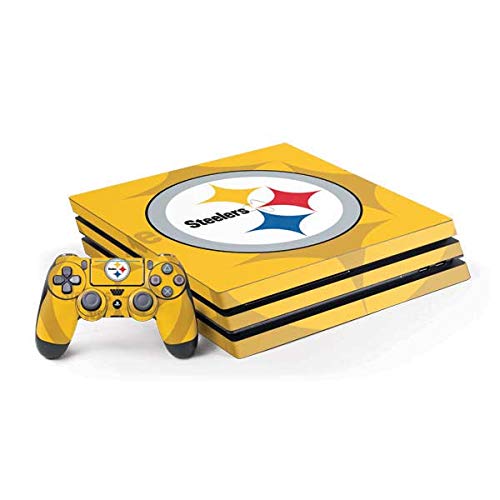 Skinit Decal Gaming Skin Compatible with PS4 Pro Console and Controller Bundle - Officially Licensed NFL Pittsburgh Steelers Double Vision Design