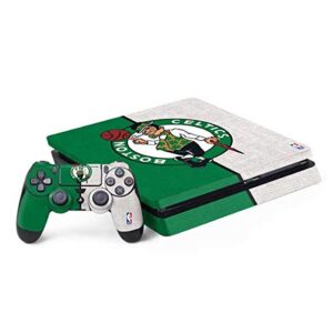 skinit decal gaming skin compatible with ps4 slim bundle - officially licensed nba boston celtics canvas design