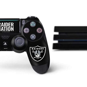 Skinit Decal Gaming Skin Compatible with PS4 Pro Console and Controller Bundle - Officially Licensed NFL Las Vegas Raiders Team Motto Design