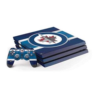 skinit decal gaming skin compatible with ps4 pro console and controller bundle - officially licensed nhl winnipeg jets alternate jersey design