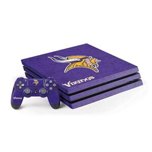 skinit decal gaming skin compatible with ps4 pro console and controller bundle - officially licensed nfl minnesota vikings distressed design