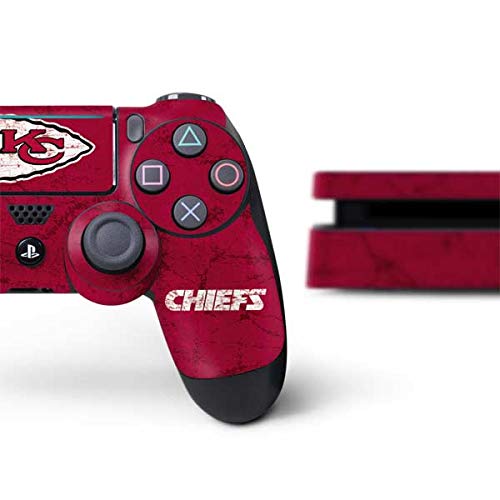 Skinit Decal Gaming Skin Compatible with PS4 Slim Bundle - Officially Licensed NFL Kansas City Chiefs Distressed Design