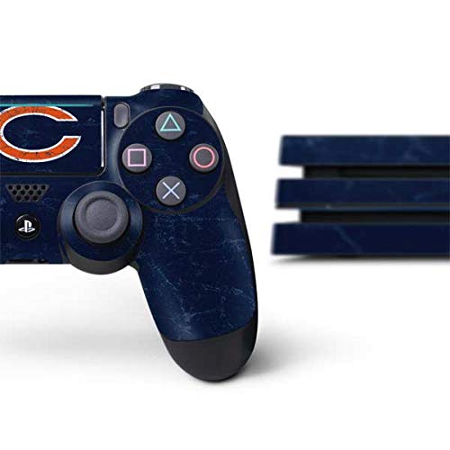 Skinit Decal Gaming Skin Compatible with PS4 Pro Console and Controller Bundle - Officially Licensed NFL Chicago Bears Distressed Design