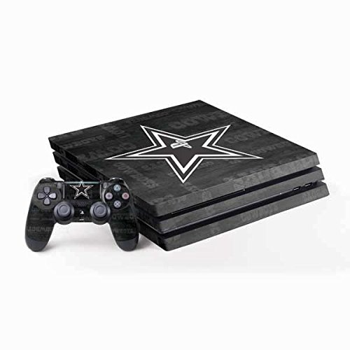 Skinit Decal Gaming Skin Compatible with PS4 Pro Console and Controller Bundle - Officially Licensed NFL Dallas Cowboys Black & White Design