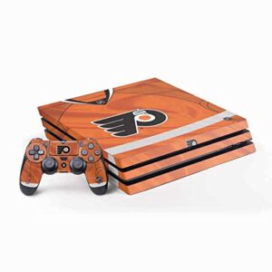 skinit decal gaming skin compatible with ps4 pro console and controller bundle - officially licensed nhl philadelphia flyers jersey design