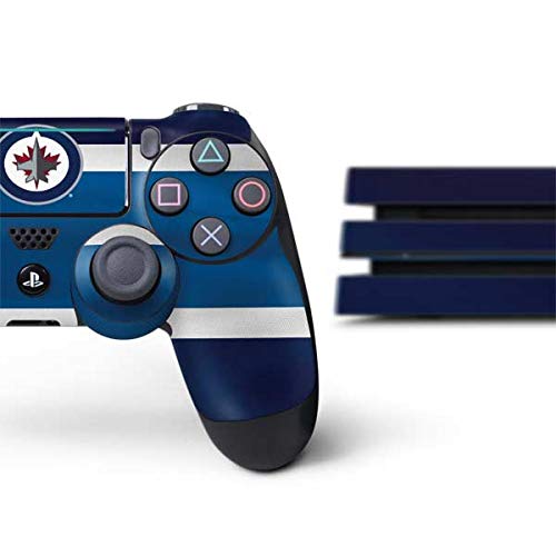 Skinit Decal Gaming Skin Compatible with PS4 Pro Console and Controller Bundle - Officially Licensed NHL Winnipeg Jets Alternate Jersey Design