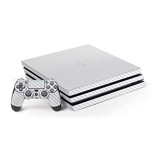 Skinit Decal Gaming Skin Compatible with PS4 Pro Bundle - White Carbon Fiber Specialty Texture Material Design