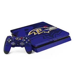 skinit decal gaming skin compatible with ps4 slim bundle - officially licensed nfl baltimore ravens double vision design